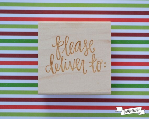 SALE Please Deliver To Calligraphy Rubber Stamp | Etsy