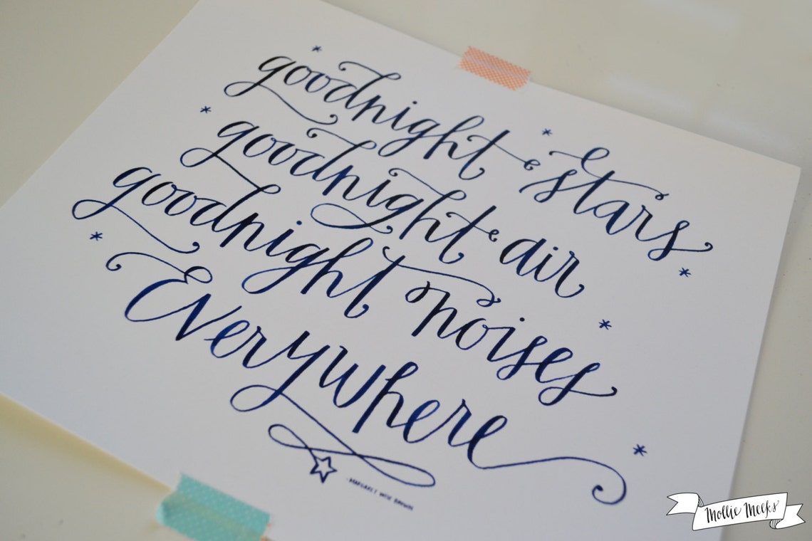 8x10 Goodnight Moon Calligraphy Print - Etsy