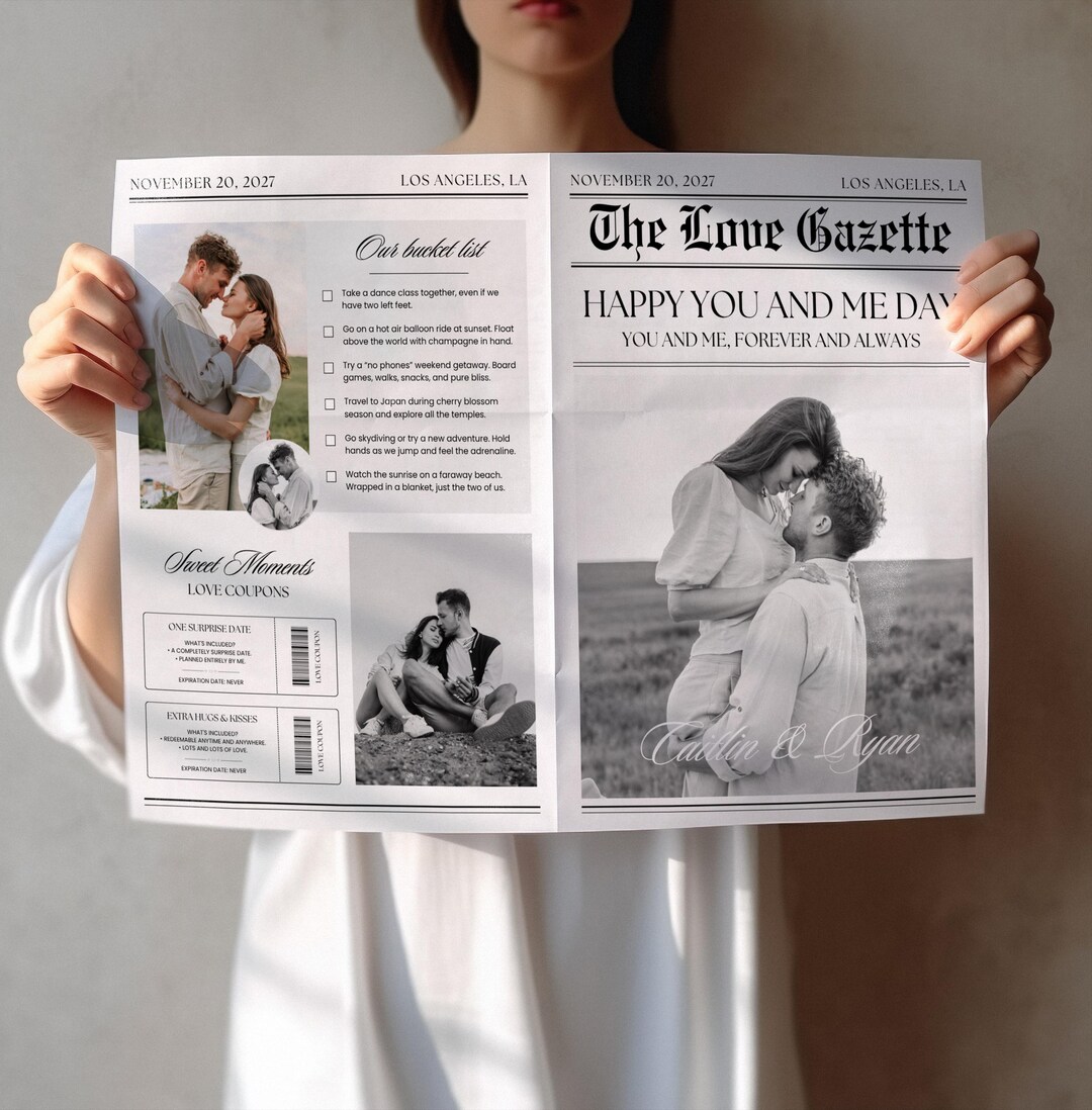 Anniversary Newspaper Template | Romantic Relationship Gifts | First ...