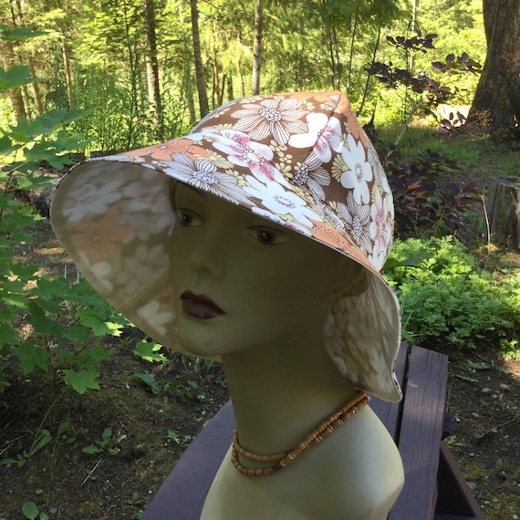 Floral Sun Hat Brown Ladies Sun Hat Floppy Hat Gardening | Etsy
