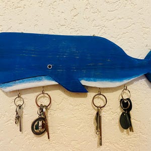 Wooden Whale Key Rack, Nautical Wall Decor, Housewarming Gift, Rustic ...