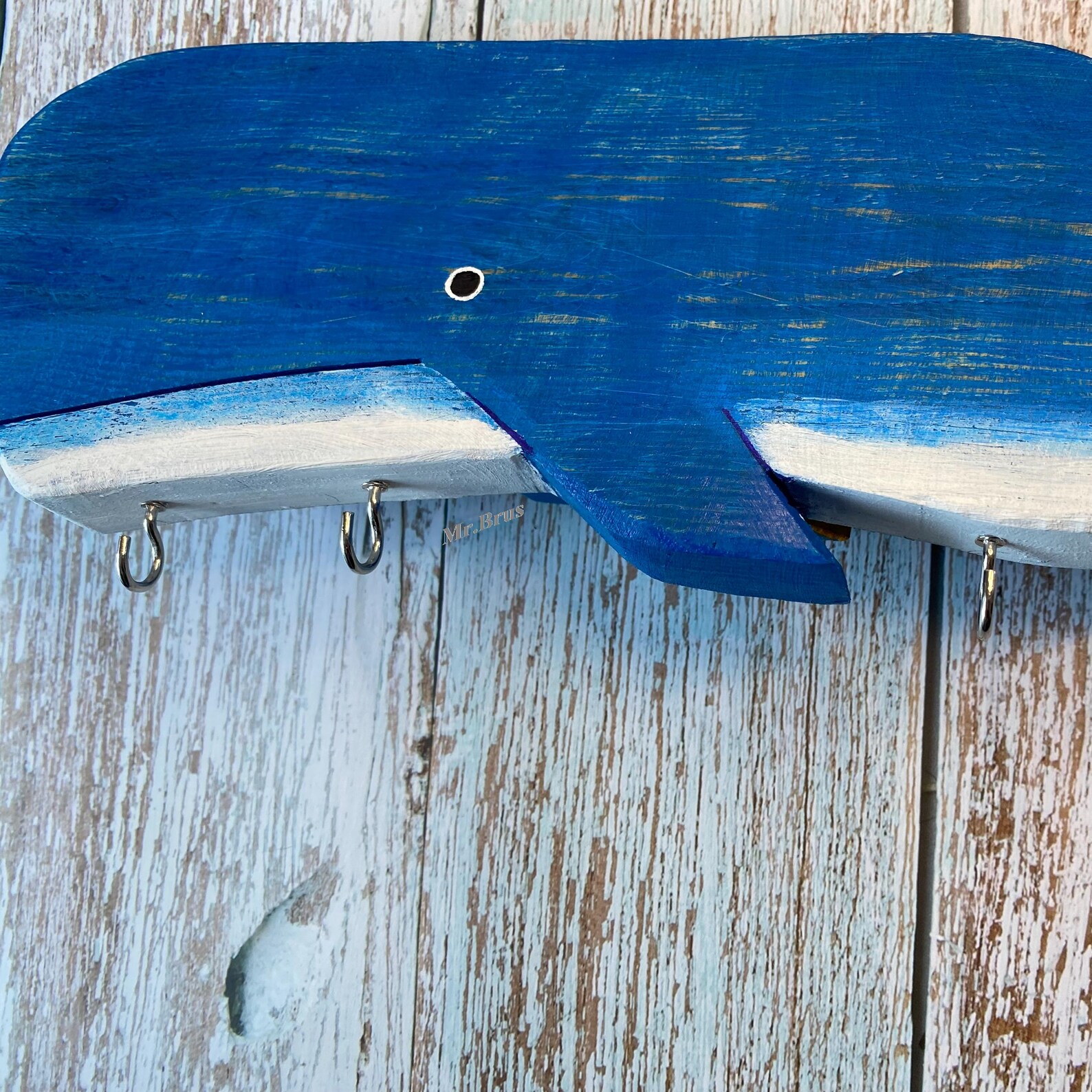 Wooden Whale Key Rack, Nautical Wall Decor, Housewarming Gift, Rustic ...