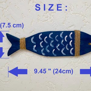 Nautical Wooden Fish Wall Decor, Set of 3 Blue Wooden Fish, Beach House ...
