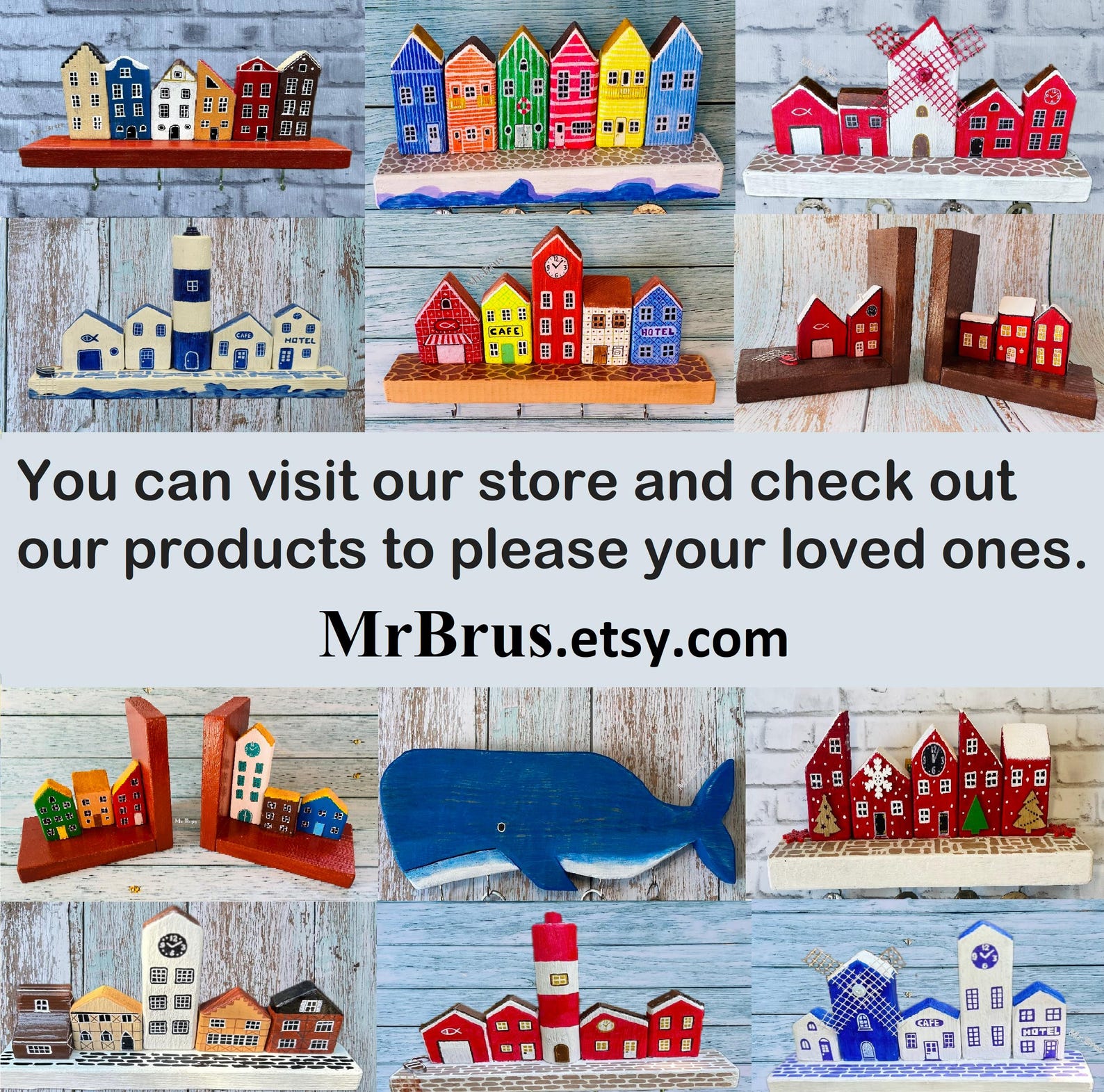 Key Holder: Colorful Wooden Houses – Hand-painted Wall Rack for ...