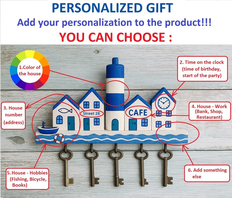 Key Holder: Colorful Wooden Houses – Hand-painted Wall Rack for ...