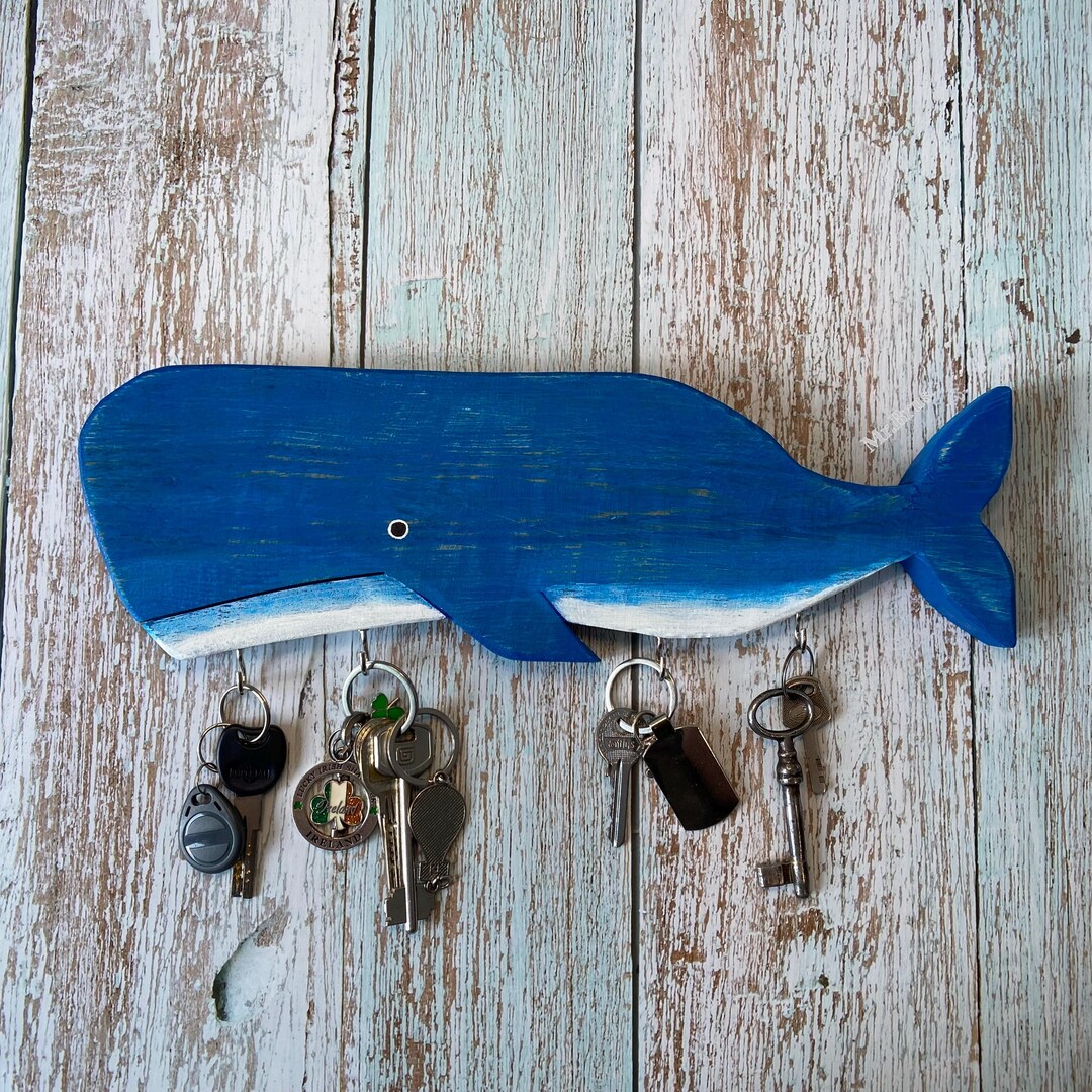 Wooden Whale Key Rack, Nautical Wall Decor, Housewarming Gift, Rustic ...