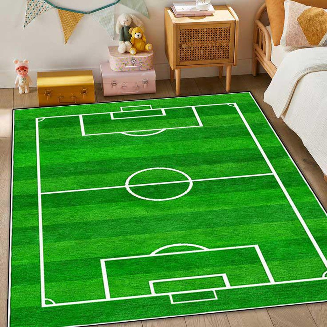 Football Rug, Soccer Field Printed Area Rug, Grass Looking Rug ...