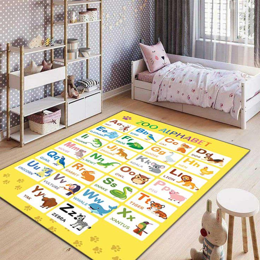 Learn the Alphabet Nursery Rug|carpet With Letters|non-slip Educational ...