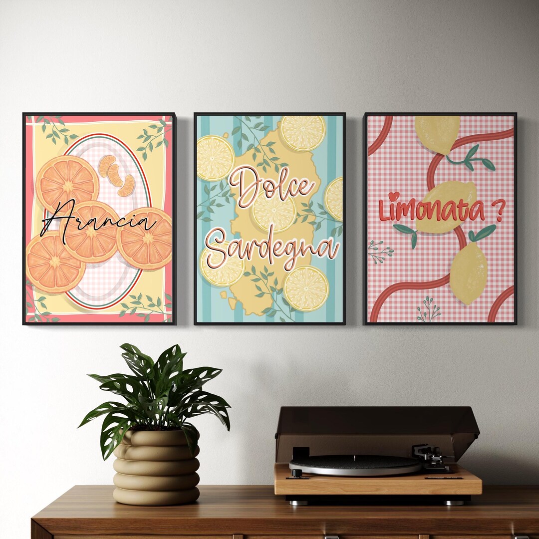 Set of 3 Italian Quote Posters, Digital Print, Italy, Wall Decoration ...