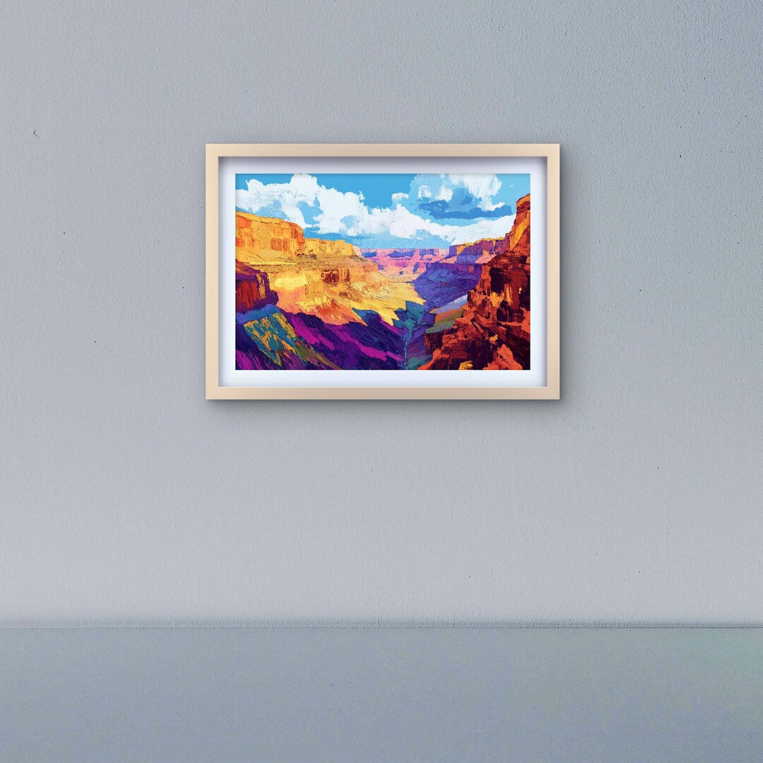 Grand Canyon With River - David Hockney Inspired, Digital Wall Poster ...