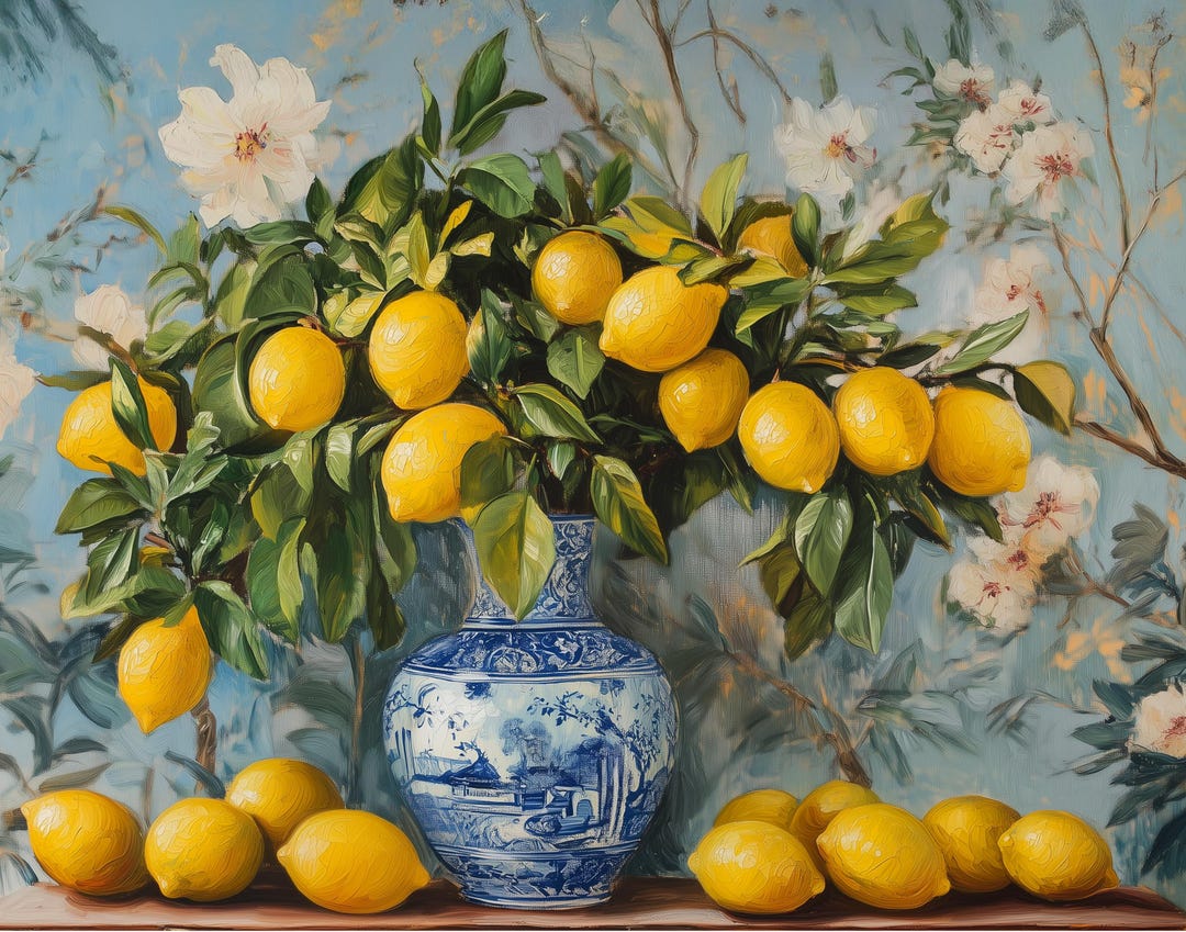 Lemon Tree, Vase Majolica,poster, Interior Downloadable Artwork ...