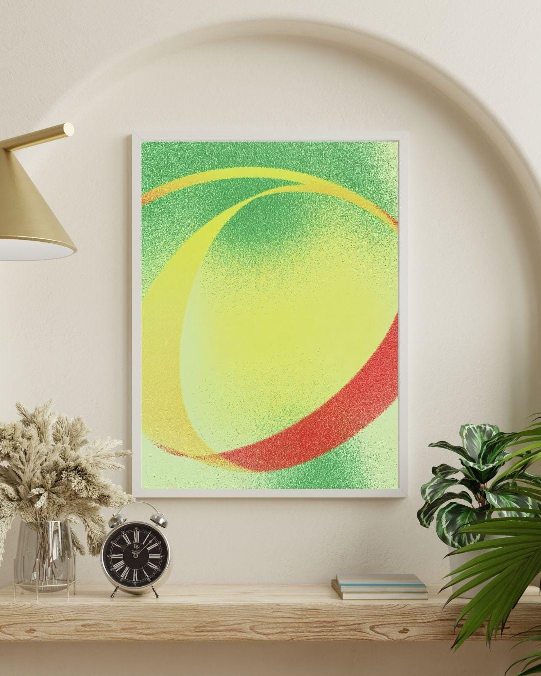 Retro Orbit Abstract Print – Mid-century Modern Wall Art in Green ...