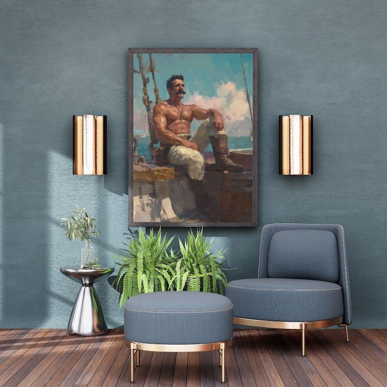 Shirtless Pirate Dream – Brooding Gay Seafarer Art Print - Etsy UK