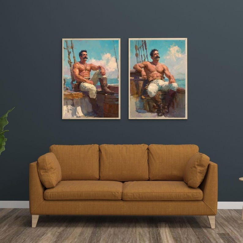 Shirtless Pirate Dream – Brooding Gay Seafarer Art Print - Etsy UK