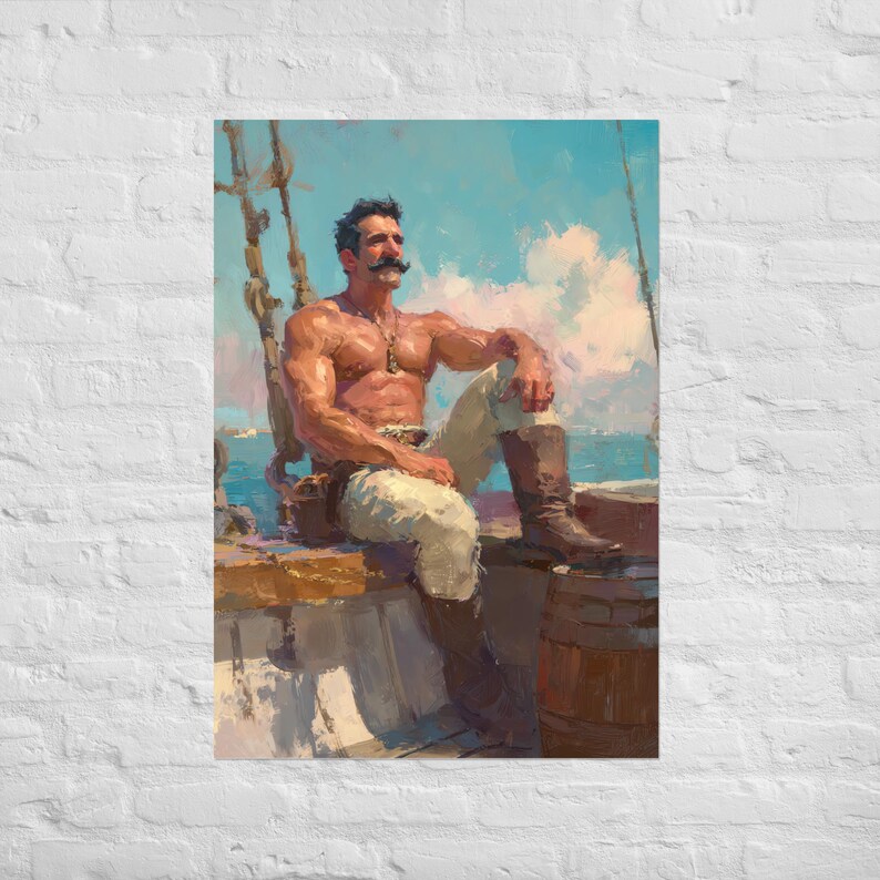 Shirtless Pirate Dream – Brooding Gay Seafarer Art Print - Etsy UK