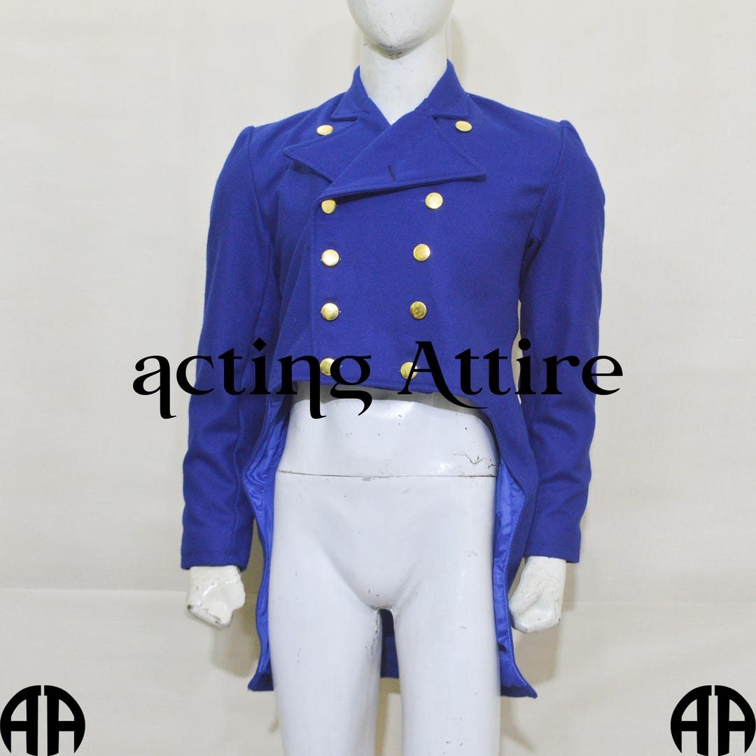 Regency Tailcoat, Regency Era Tailcoat, Blue Wool Men Tailcoat, 1830 Mr. Darcy Tailcoat, Colin ...