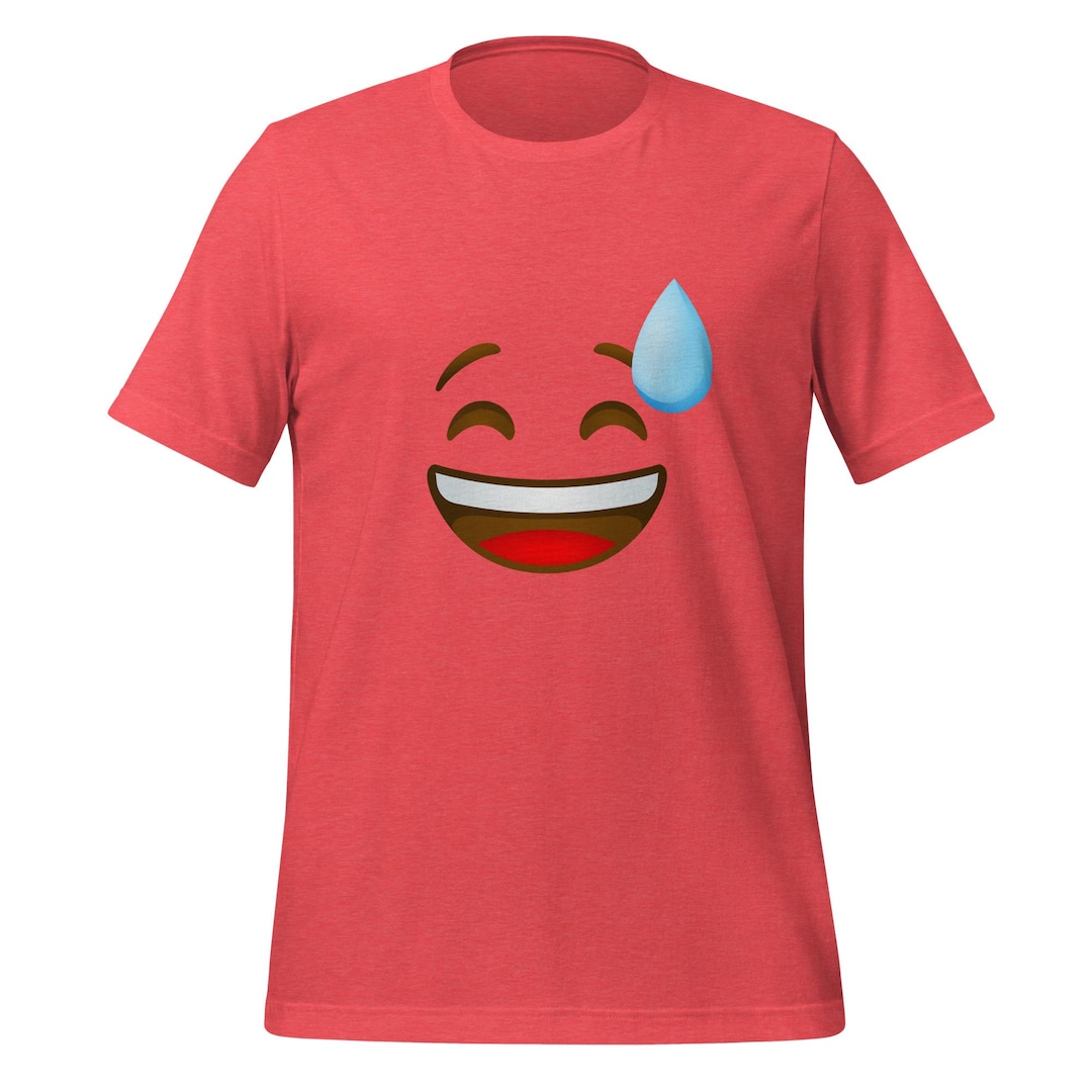 Awkward Emoji T-shirt | Sweating Smile T-shirt | Trendy Graphic Tee ...