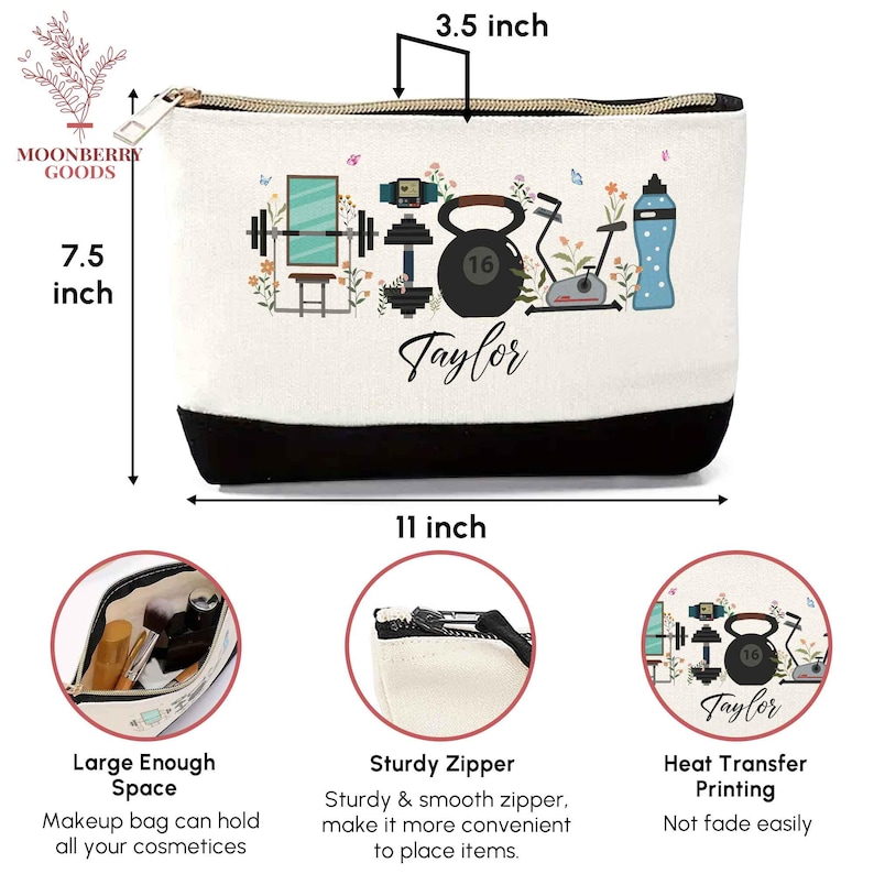 Personalized Fitness Bag, Gym Toiletry Tote Bag, Muscles & Mascara, Gym ...