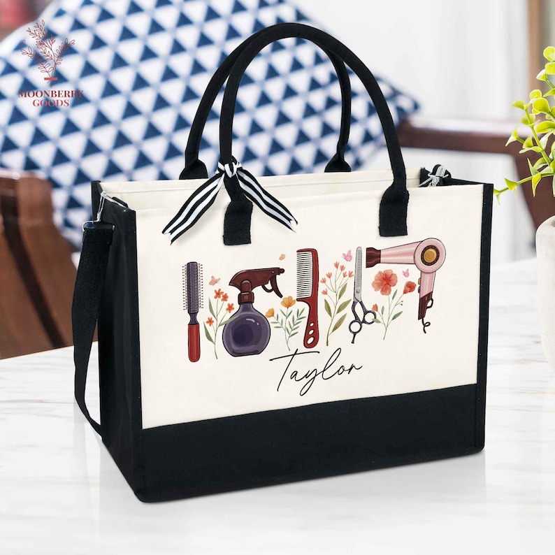 Custom Hairdresser Bag, Hairstylist Tote Bag, Floral Hairdresser Gift ...