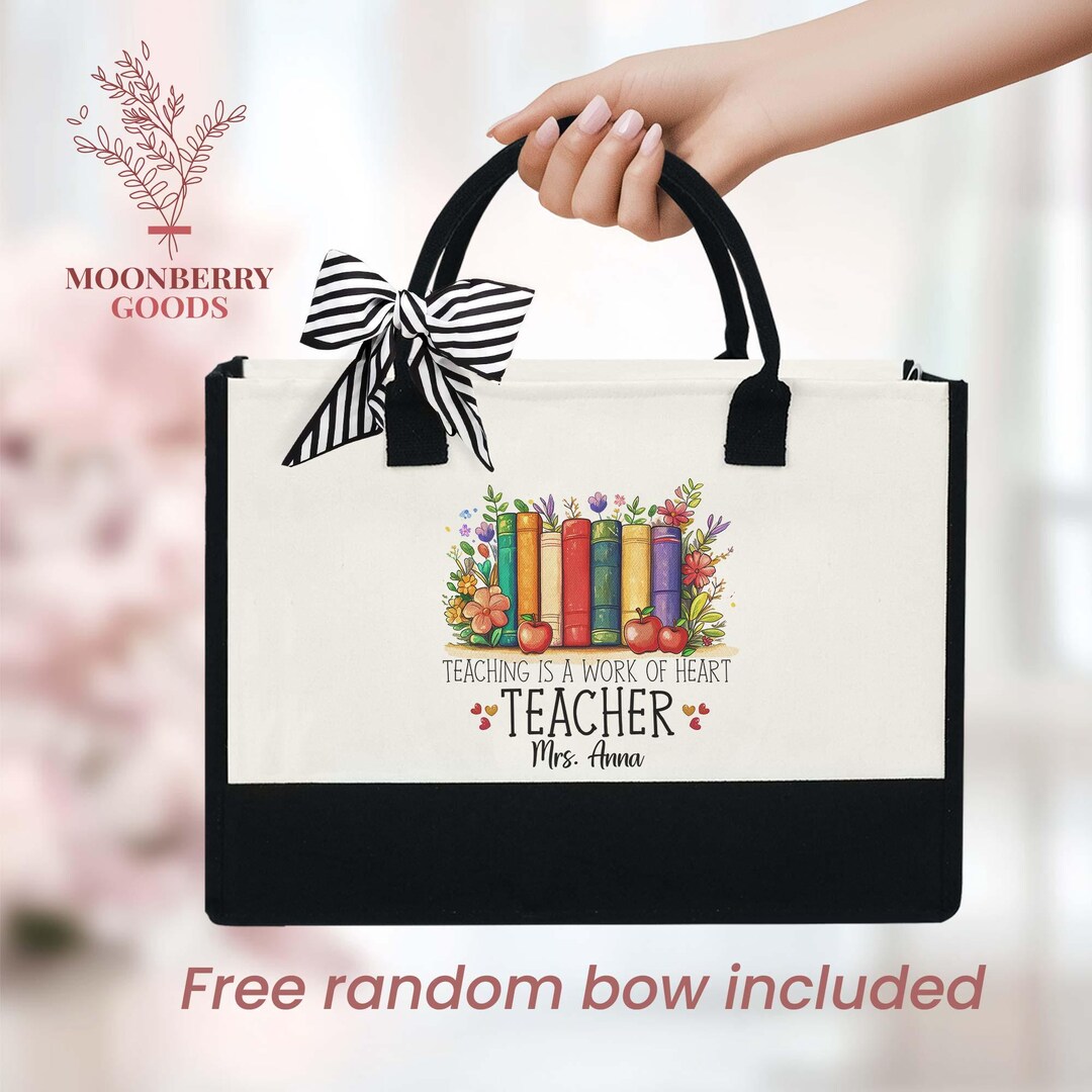 Personalized Teacher Tote Bag, Teacher Appreciation Gift, Teacher ...