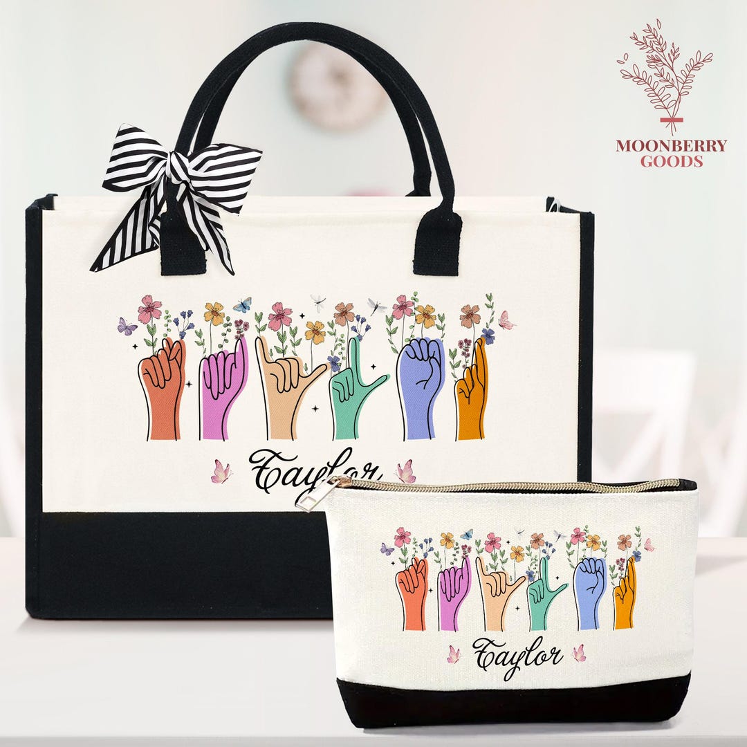 Personalized American Sign Language Tote Bag, ASL Tote Bag, Sign ...