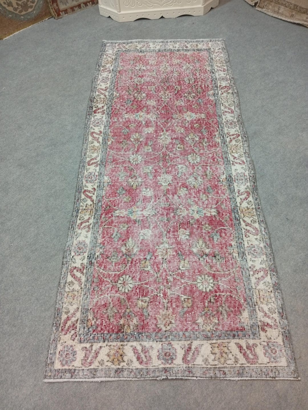 3x6 Runner Rug, Turkish Vintage Rug, 3x6 Oushak Handmade Wool Rug ...