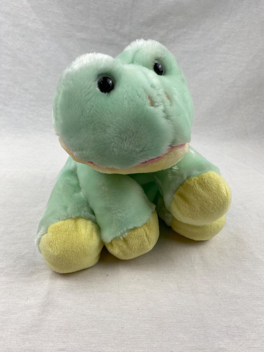Vintage Passport Plush Toys Frog, Frog Plush Rattle Toy, Pastel Green ...