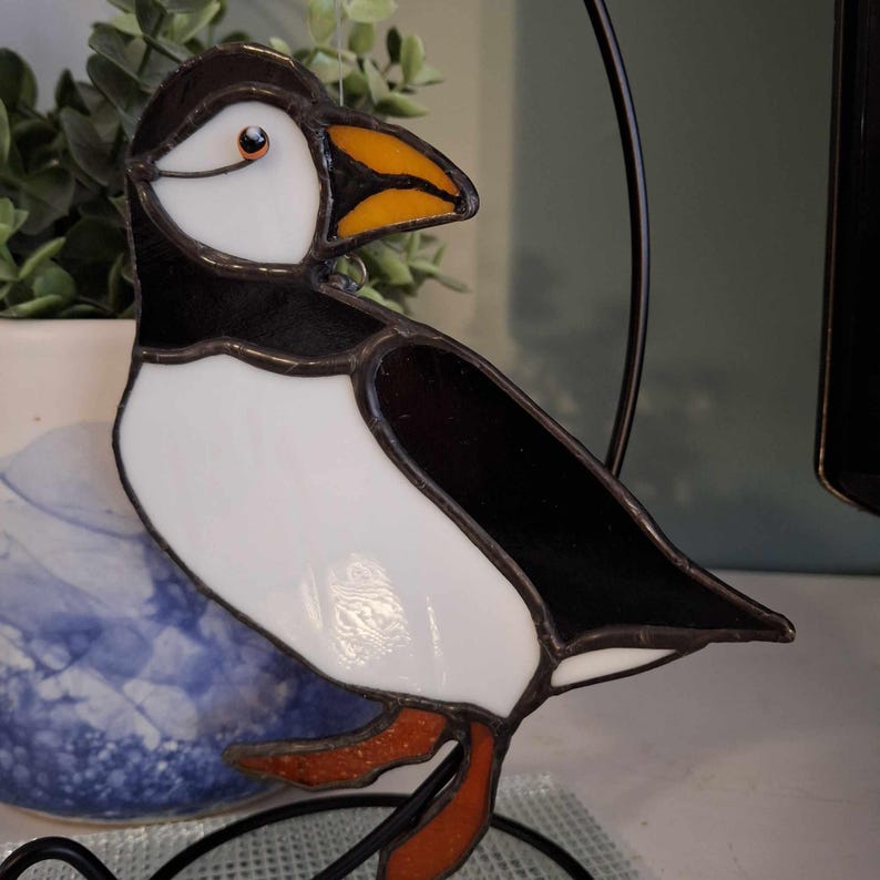 Puffin Stained Glass Suncatcher - Etsy
