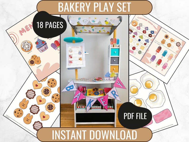 Printable Bakery Play Set, Instant Download Materials for Dramatic Play ...