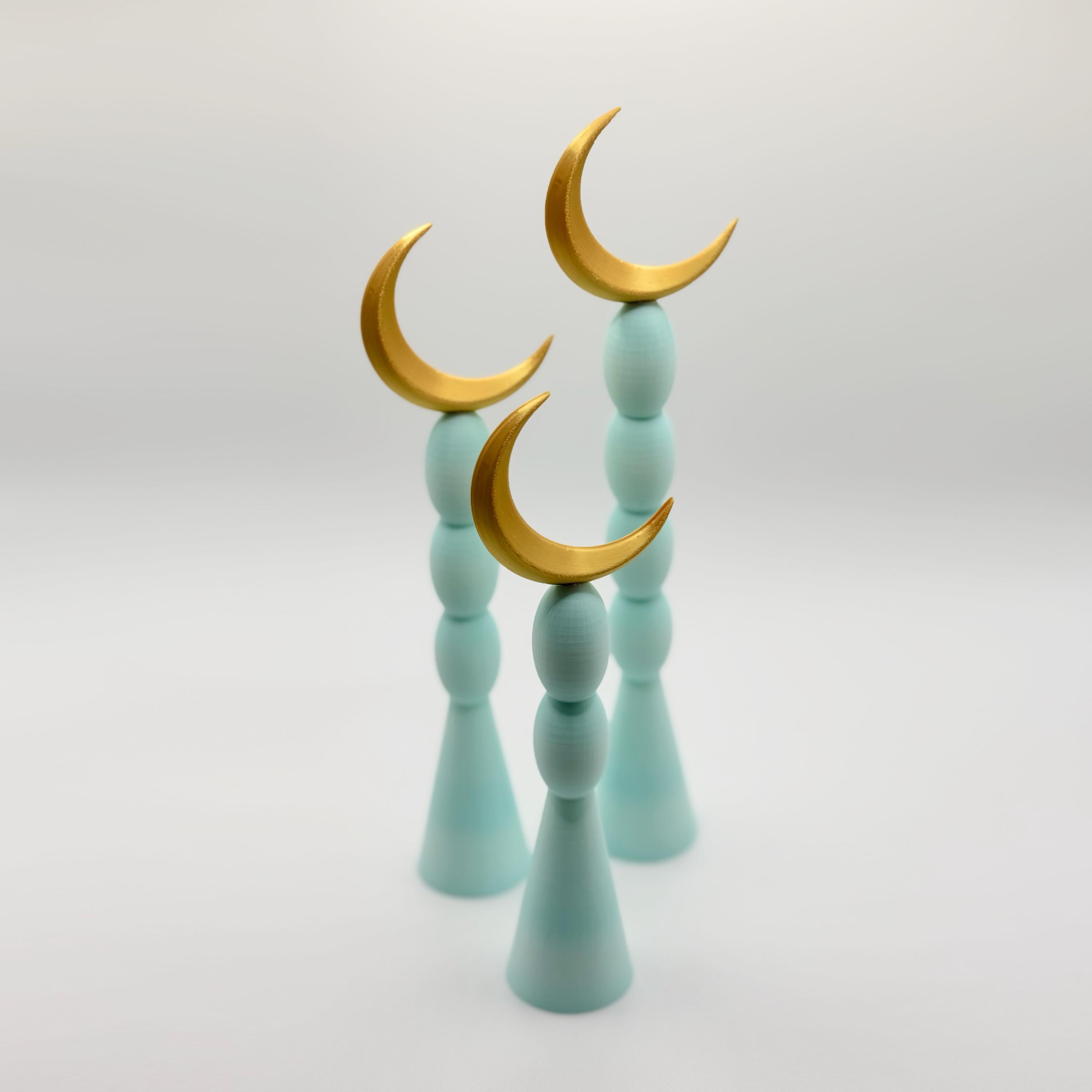 Set of 3 Mystical Crescent Moon (hilal) Minarets Figurines Home ...
