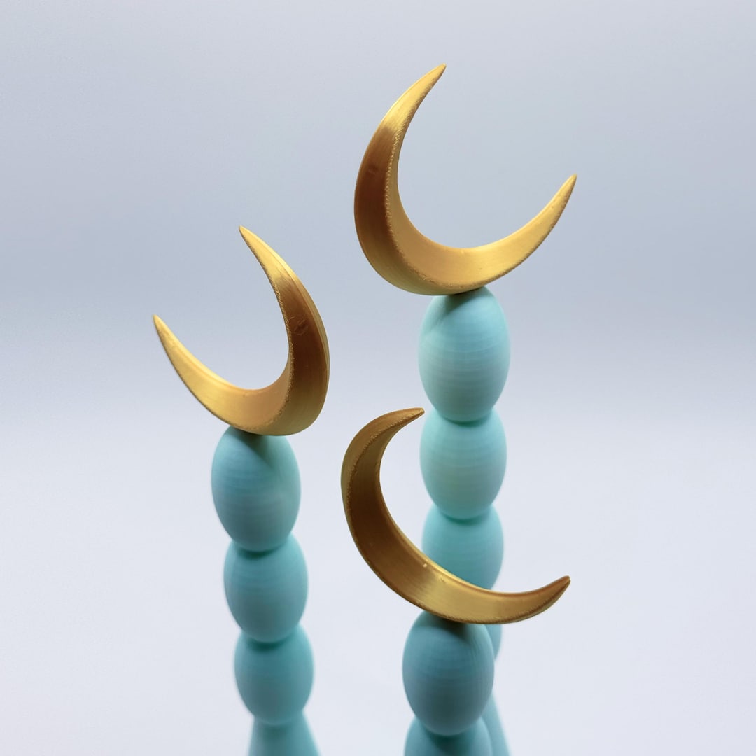 Set of 3 Mystical Crescent Moon (hilal) Minarets Figurines Home ...