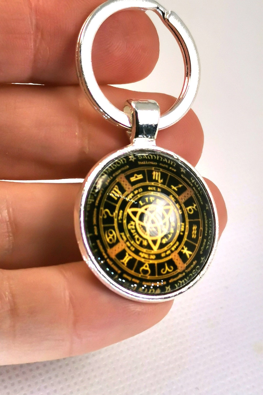 Zodiac Chart Keychain Charm - Astrological Birth Chart on Key Ring ...
