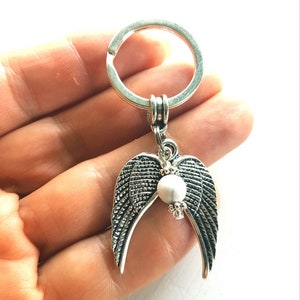 Angels Wing Keychain - Angel Guidance Keyring - Genuine Stone Keyring ...