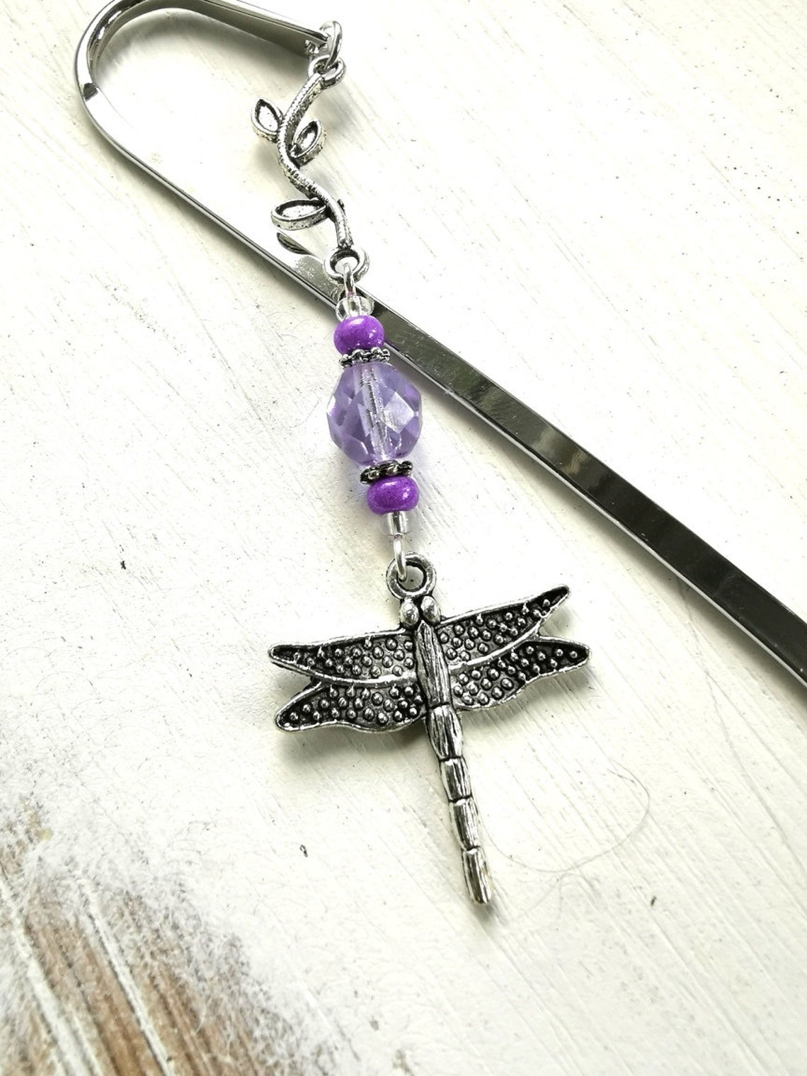 Dragonfly Bookmark Silver Tone Metal Bookmark. Beaded - Etsy