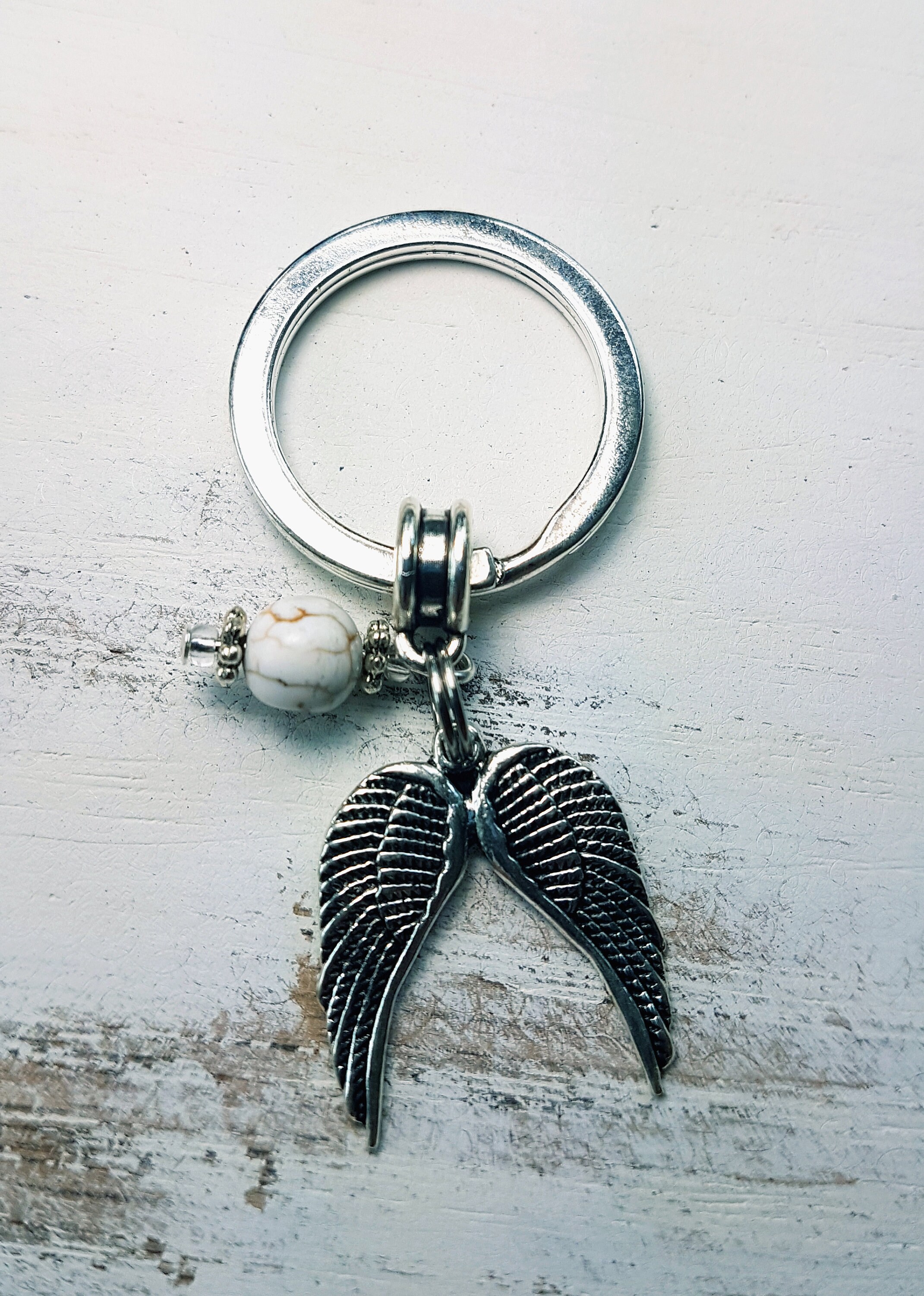 Angels Wing Keychain Angel Guidance Keyring Genuine Stone Keyring Love ...