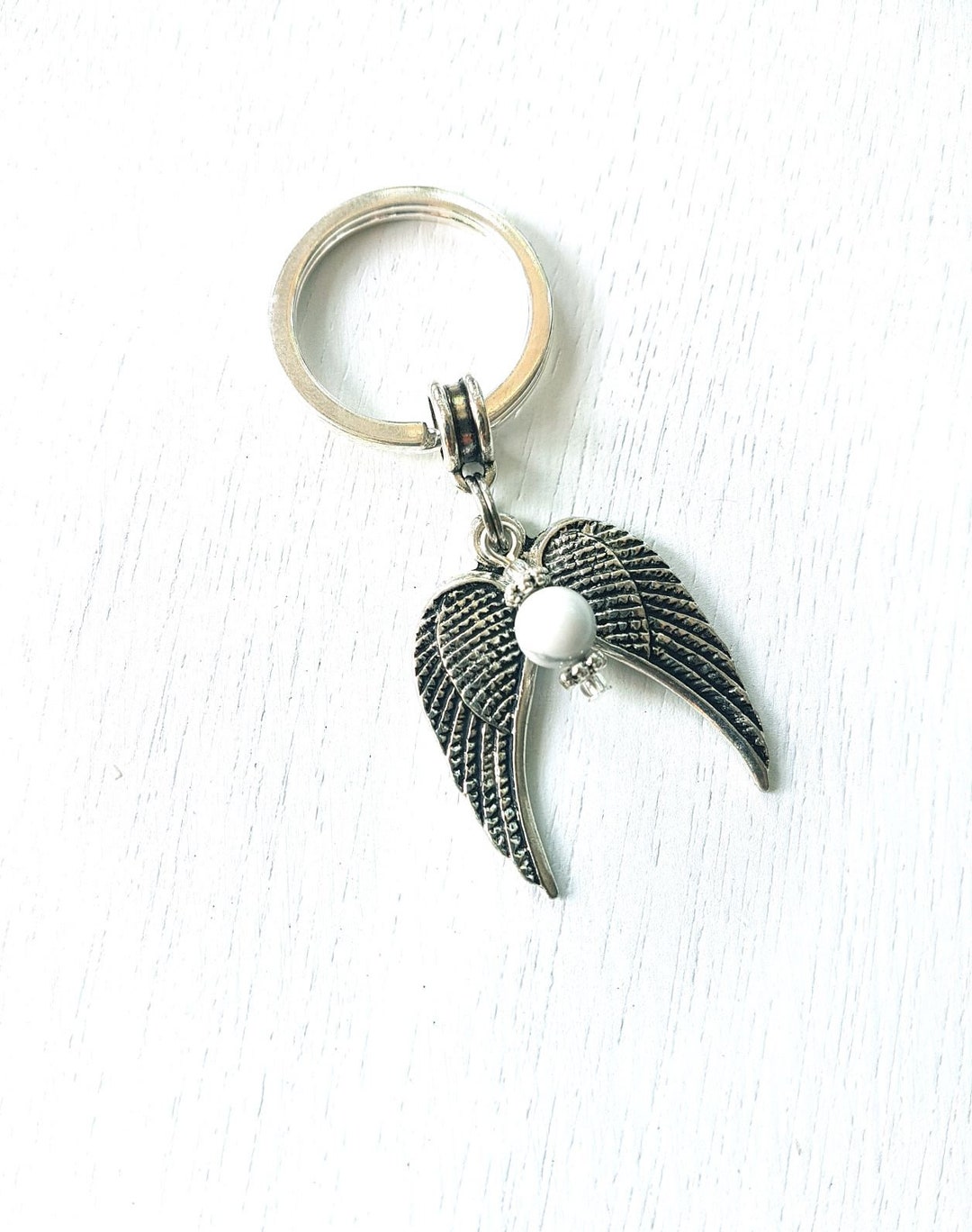 Angels Wing Keychain - Angel Guidance Keyring - Genuine Stone Keyring ...