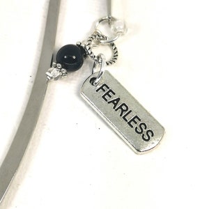 Fearless Bookmark Beaed Bookmark. Silver Inspirational Bookmark ...
