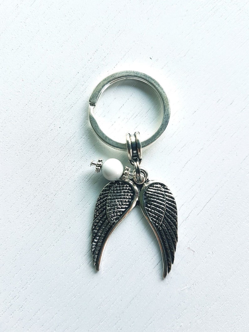 Angels Wing Keychain - Angel Guidance Keyring - Genuine Stone Keyring ...