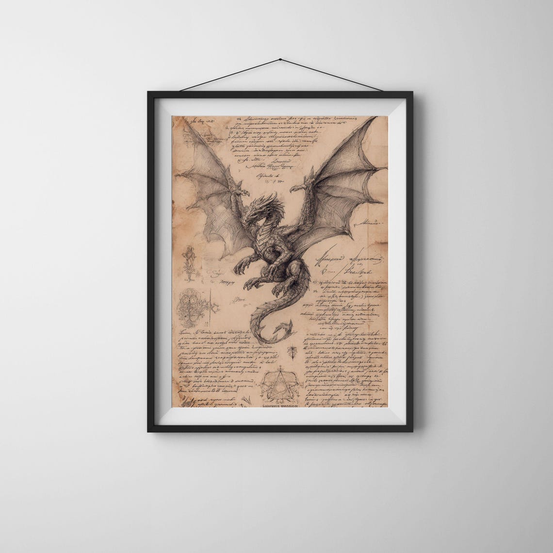 Dragon Anatomy Art Print, Witch Book Style Poster, Dark Academia Wall ...