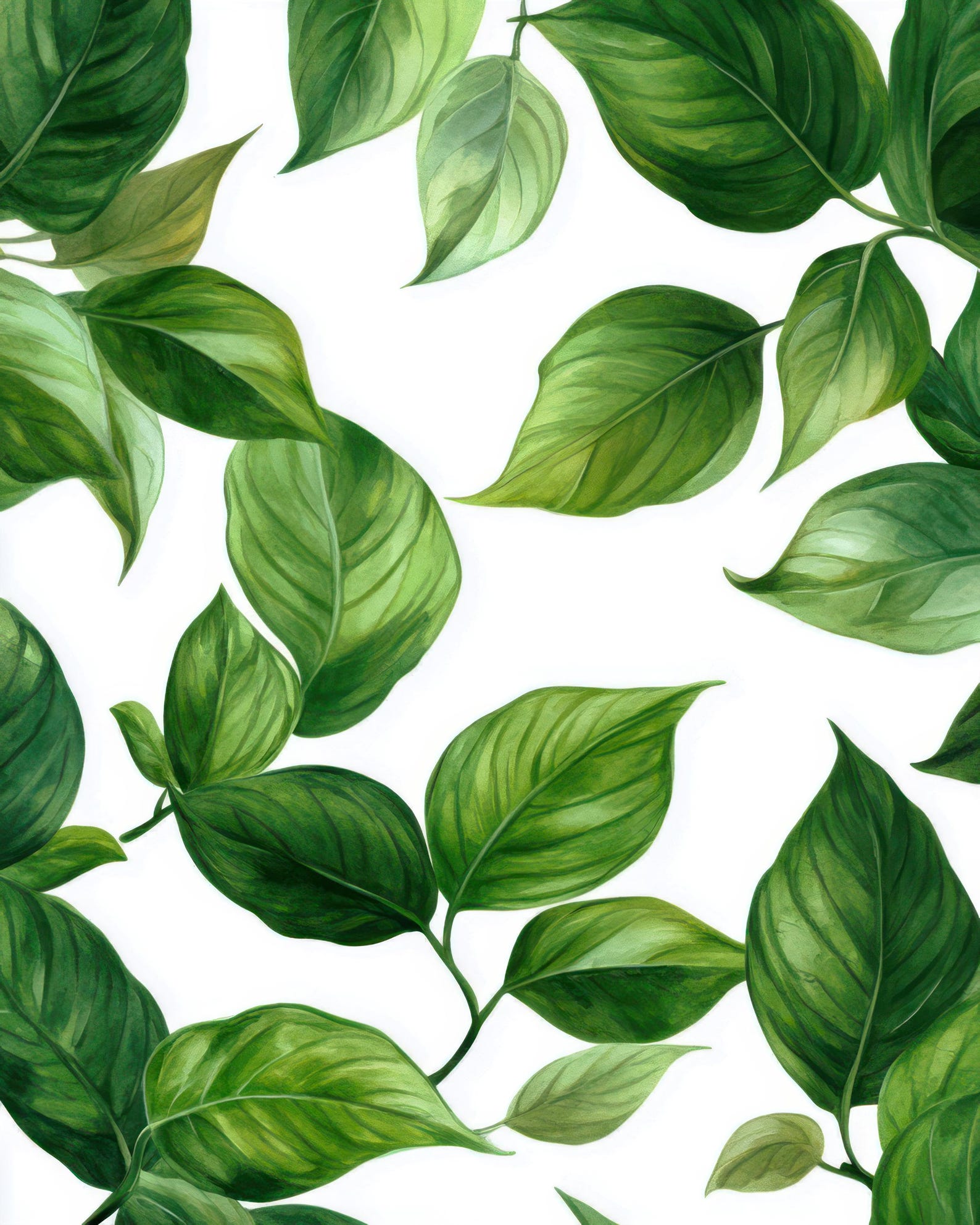 Green Botanical Print Set, Watercolor Leaf Wall Art, Tropical Plant ...