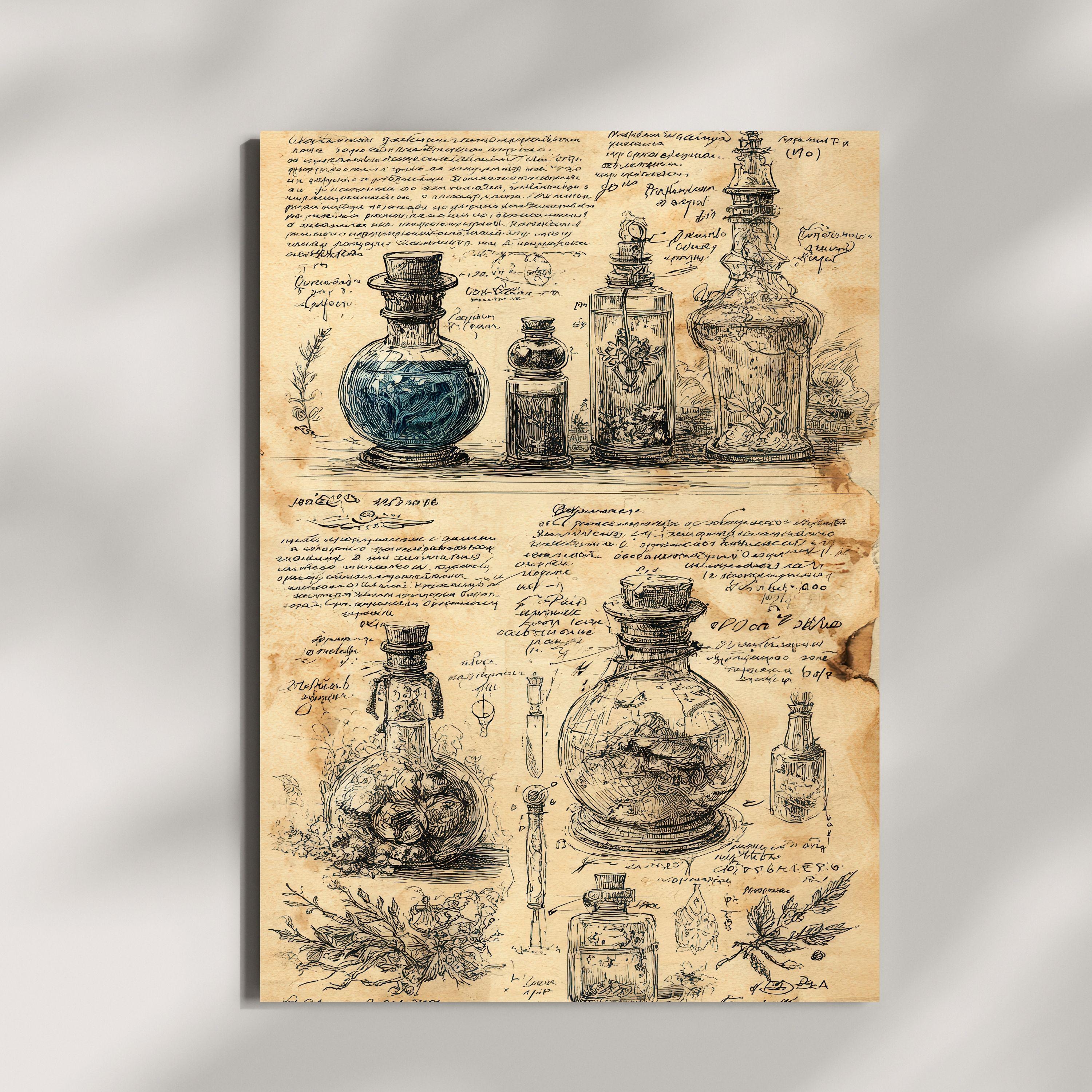Witch Spell Book Page With Potions, Magical Apothecary Printable ...