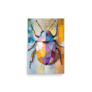 Beetle Art Print – Abstract Insect Wall Art, Modern Cubist Bug Decor ...