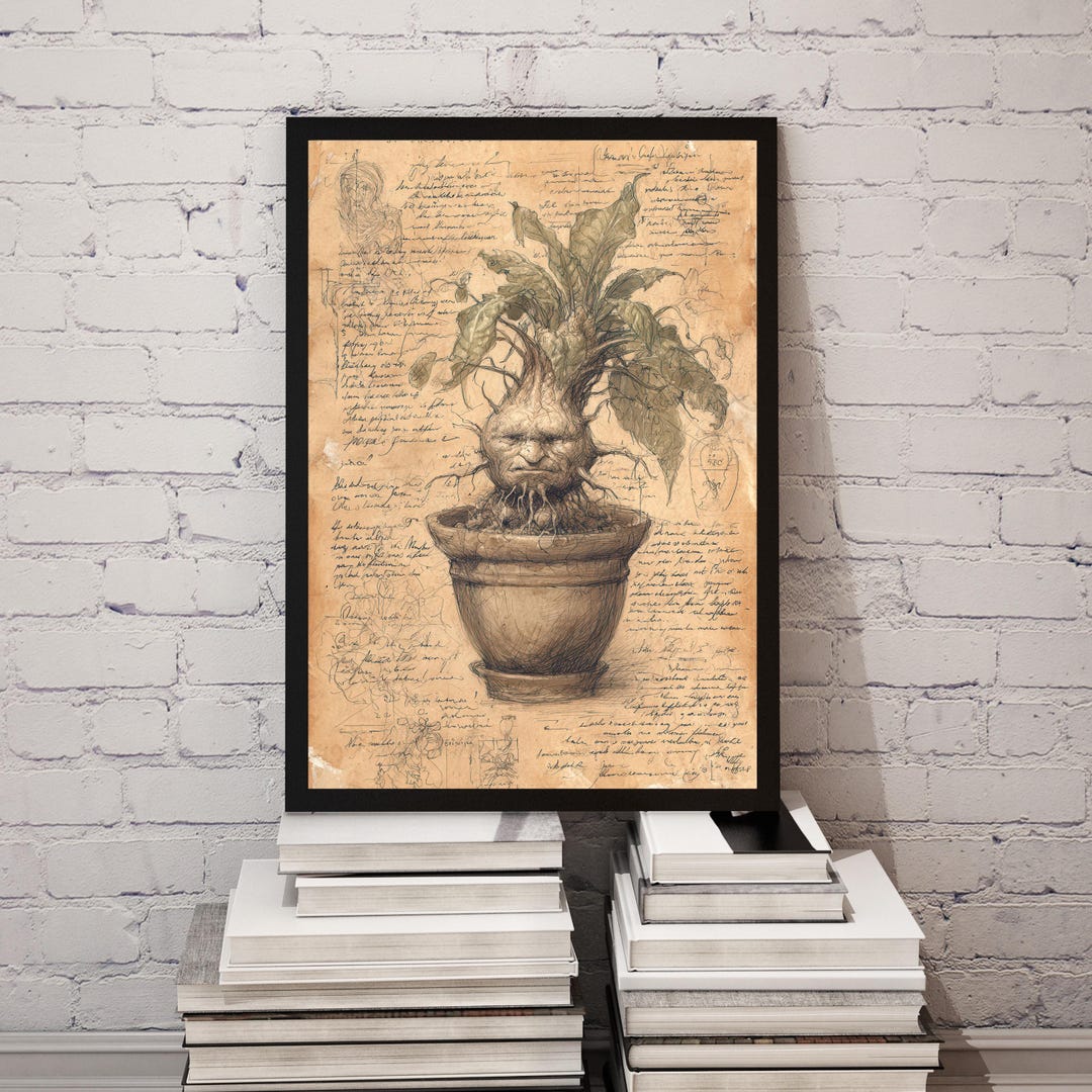 Mandrake Root Printable Art – Magical Herb Sketch, Botanical Witch ...
