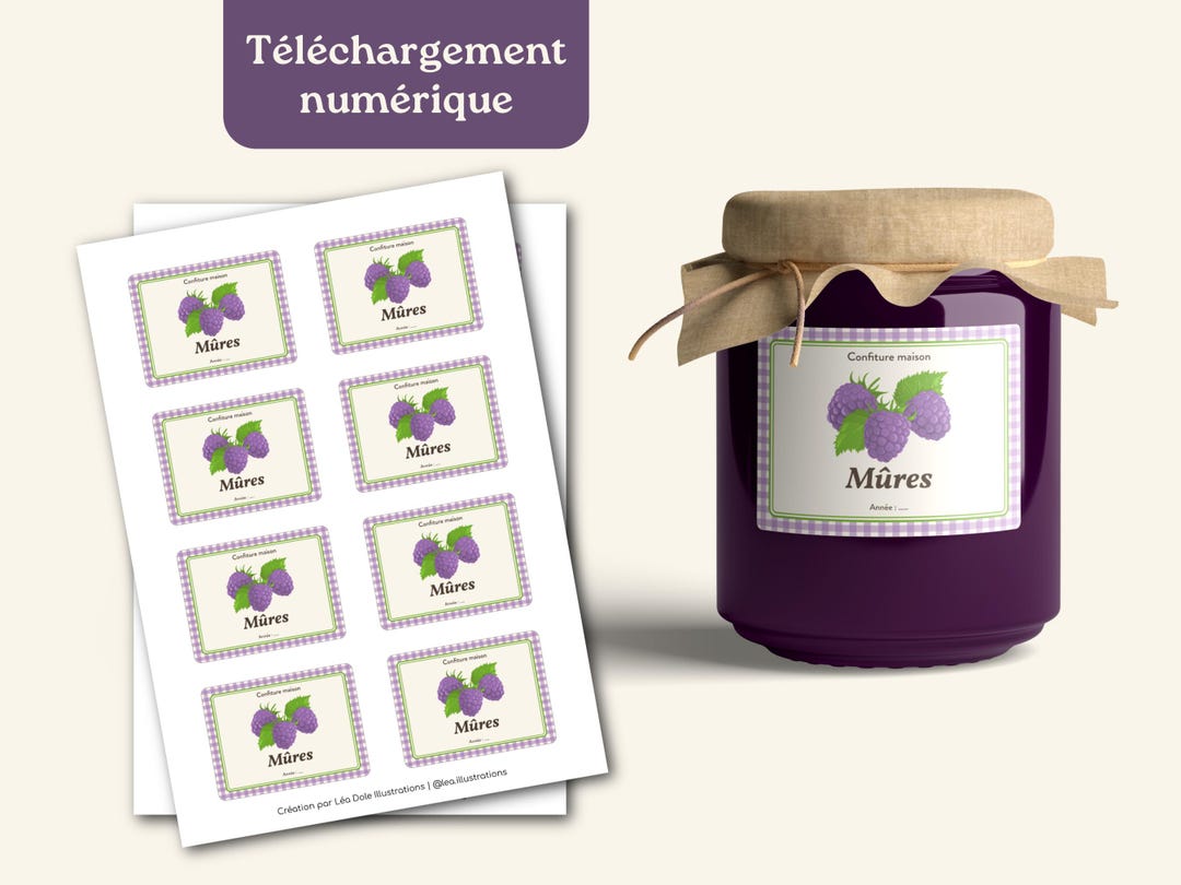 Printable Blackberry Jam Labels | Handmade Design, Homemade Jar ...