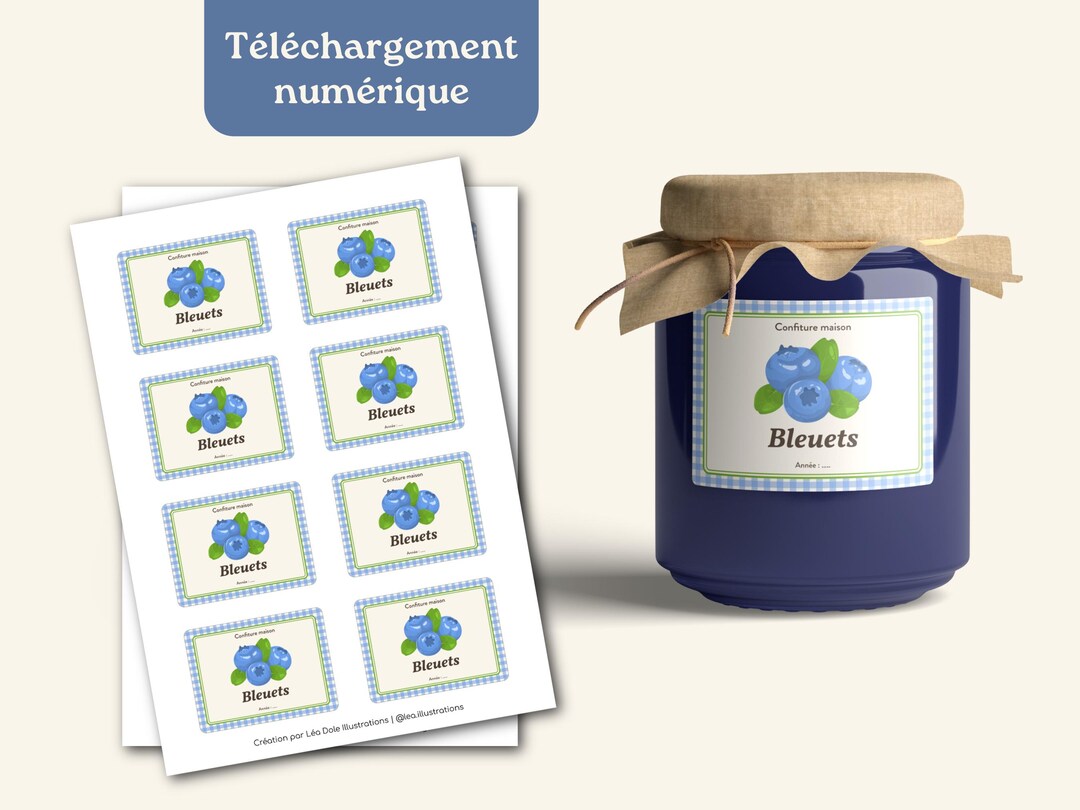 Printable Blueberry Jam Labels | Craft Design, Homemade Jar Stickers ...