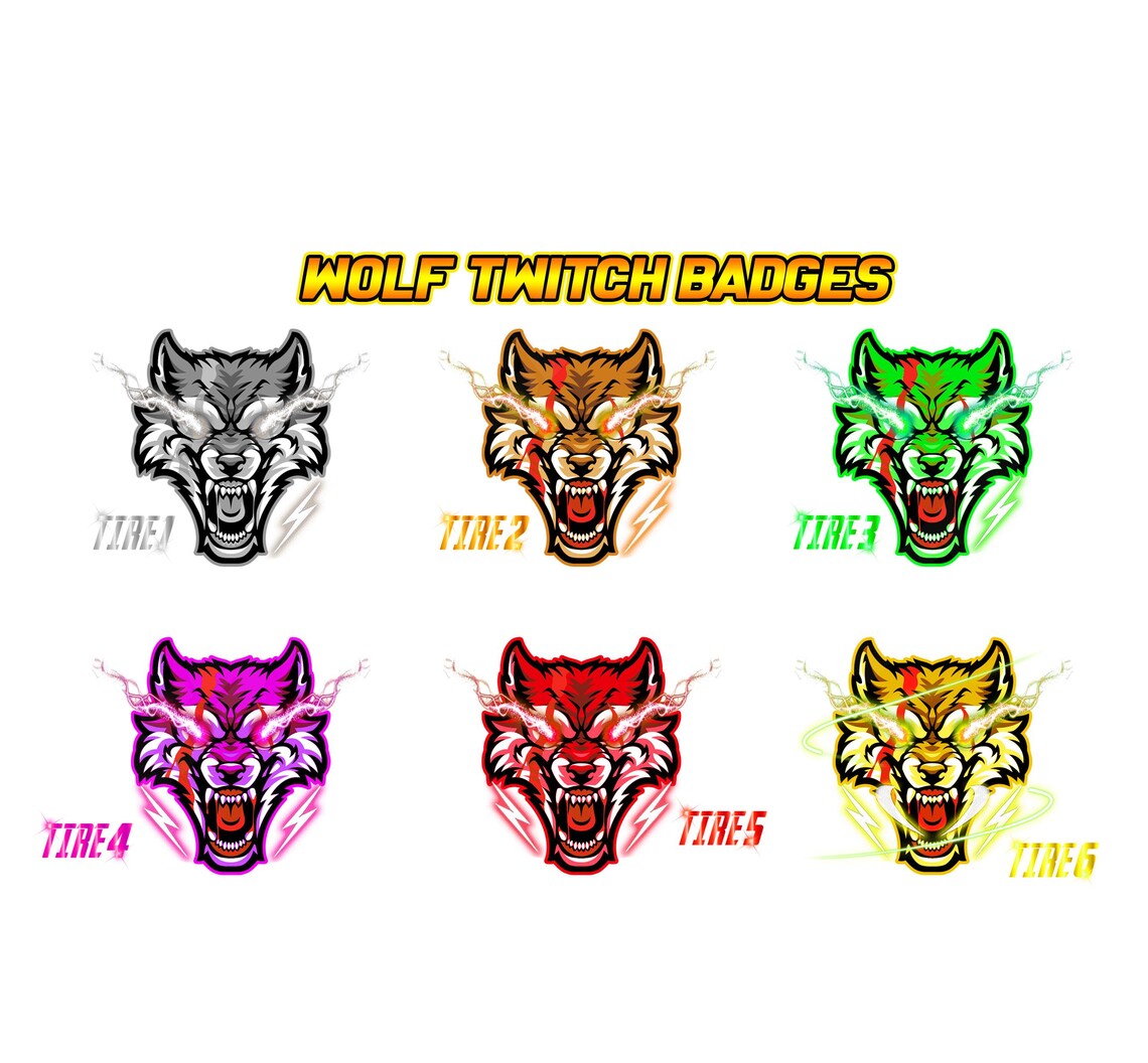 Wolf Twitch Sub Badges, Twitch Emotes / Wolf Badges for Streamers ...