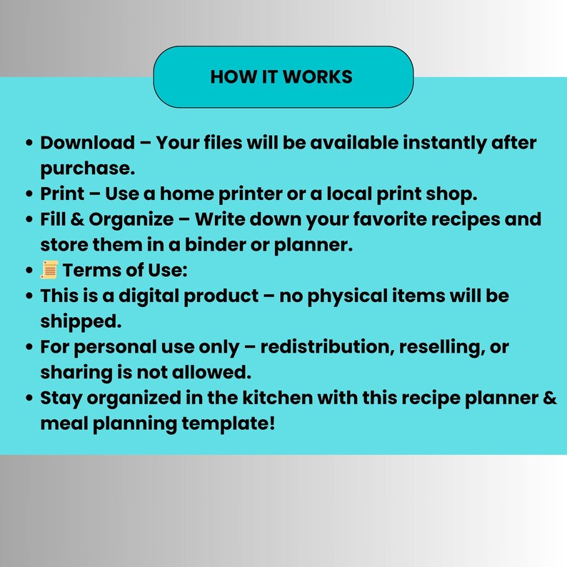 Printable Recipe Book Template | Fillable Recipe Cards and Meal Planner ...
