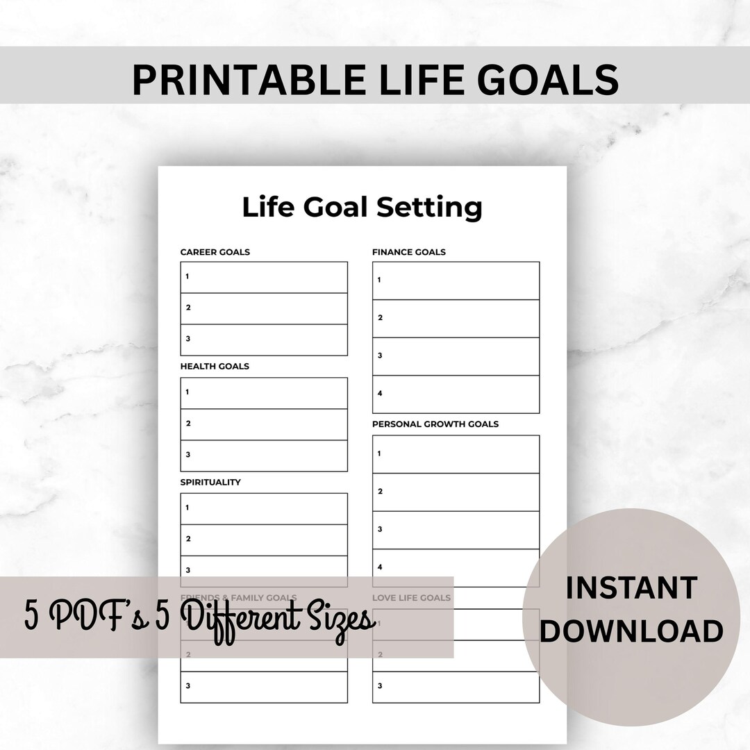 Printable Life Goals Planner | Goal Setting & Productivity Planner ...