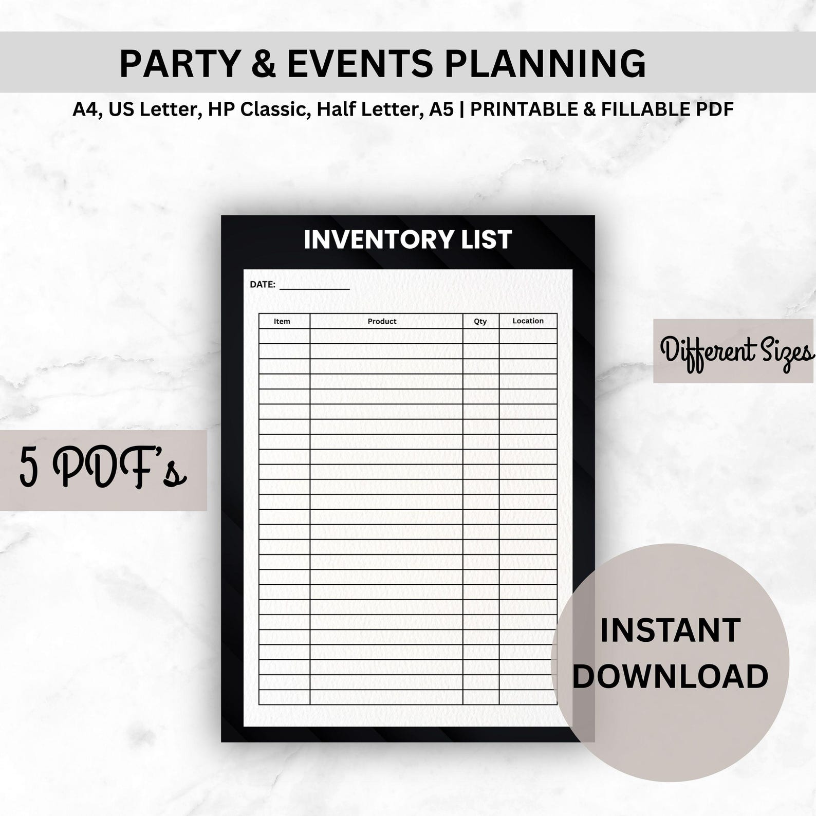 Printable Inventory Tracker | Inventory Management List | Product ...