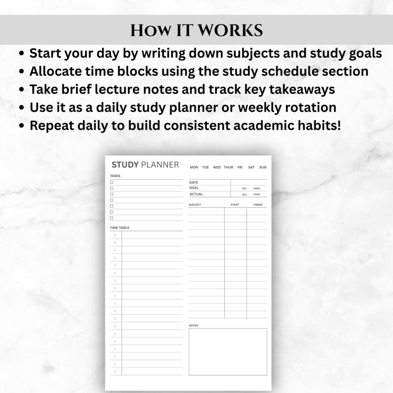 Printable Student Study Planner | Academic and Subject Organizer, Daily ...